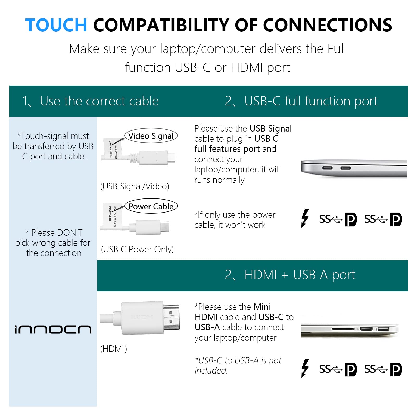 INNOCN Portable Laptop Monitor Touchscreen 15.6" 1080P HDMI USB C External Computer Display Ultra Slim Travel Second Monitor for Laptop MacBook Phone PS4 Switch Xbox Mini PC, 400Nits, 100% sRGB