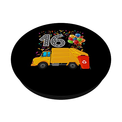 Happy 16 Birthday Rear Loader Garbage Truck PopSockets Swappable PopGrip