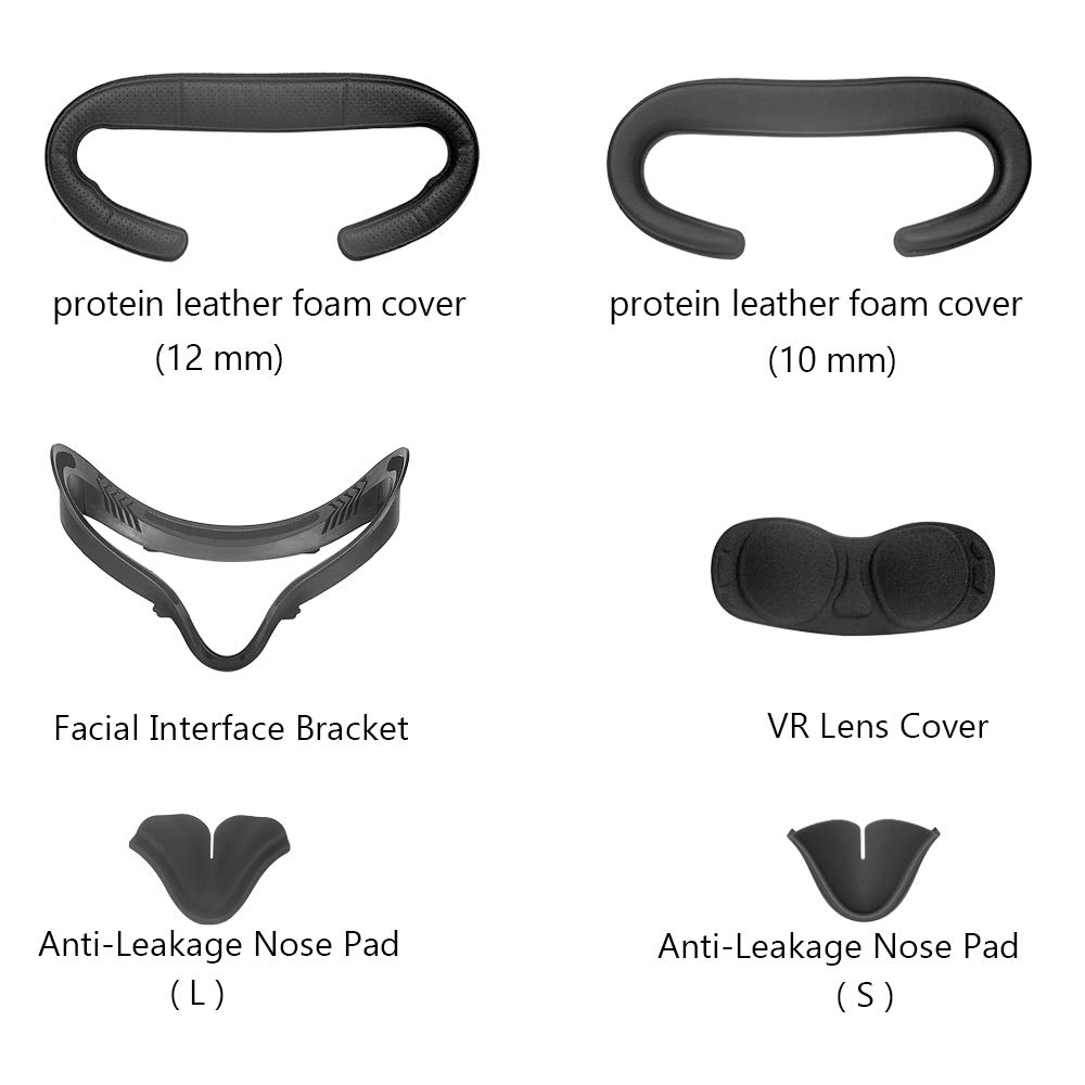 HIJIAO Latest Upgrade Accessories for Oculue Quest 2, including VR Facial Interface Bracket & PU Leather Foam Face Cover Pad Replacement & Protective Lens Cover for Oculus Quest 2