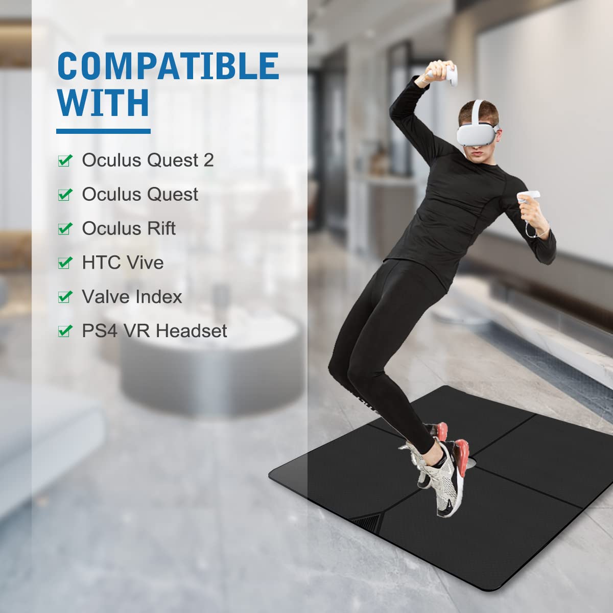 LANMU 39" VR Floor Mat Compatible with Meta/Oculus Quest 2, Soft and Large Virtual Reality Gaming Mat Pad for Beat Saber, Supernatural and More Games
