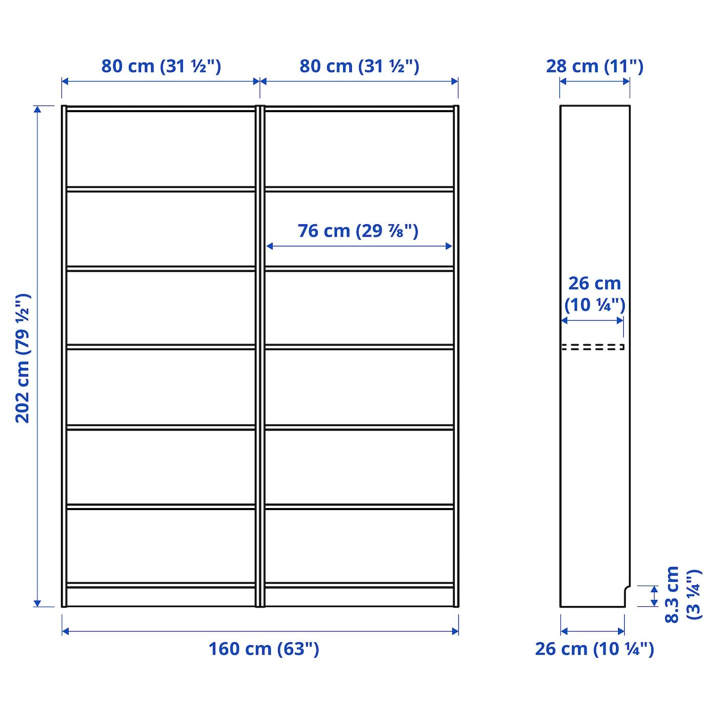 IKEA Billy Bookcase White 63x11x79 1/2 790.178.37