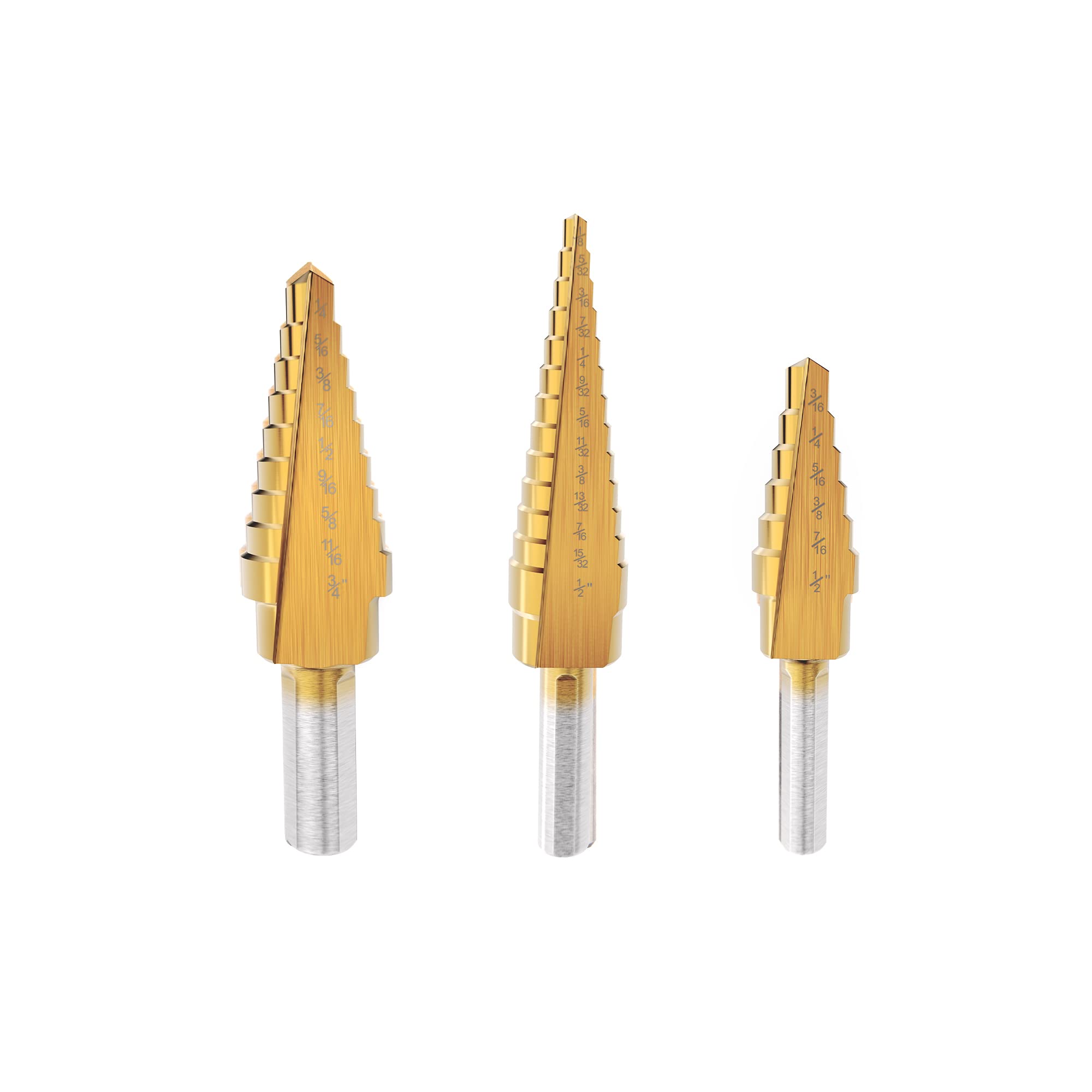 Luckyweld Step Drill Bit Set, 3Piece High Speed Steel Drill Cone Bits for Metal and Wood