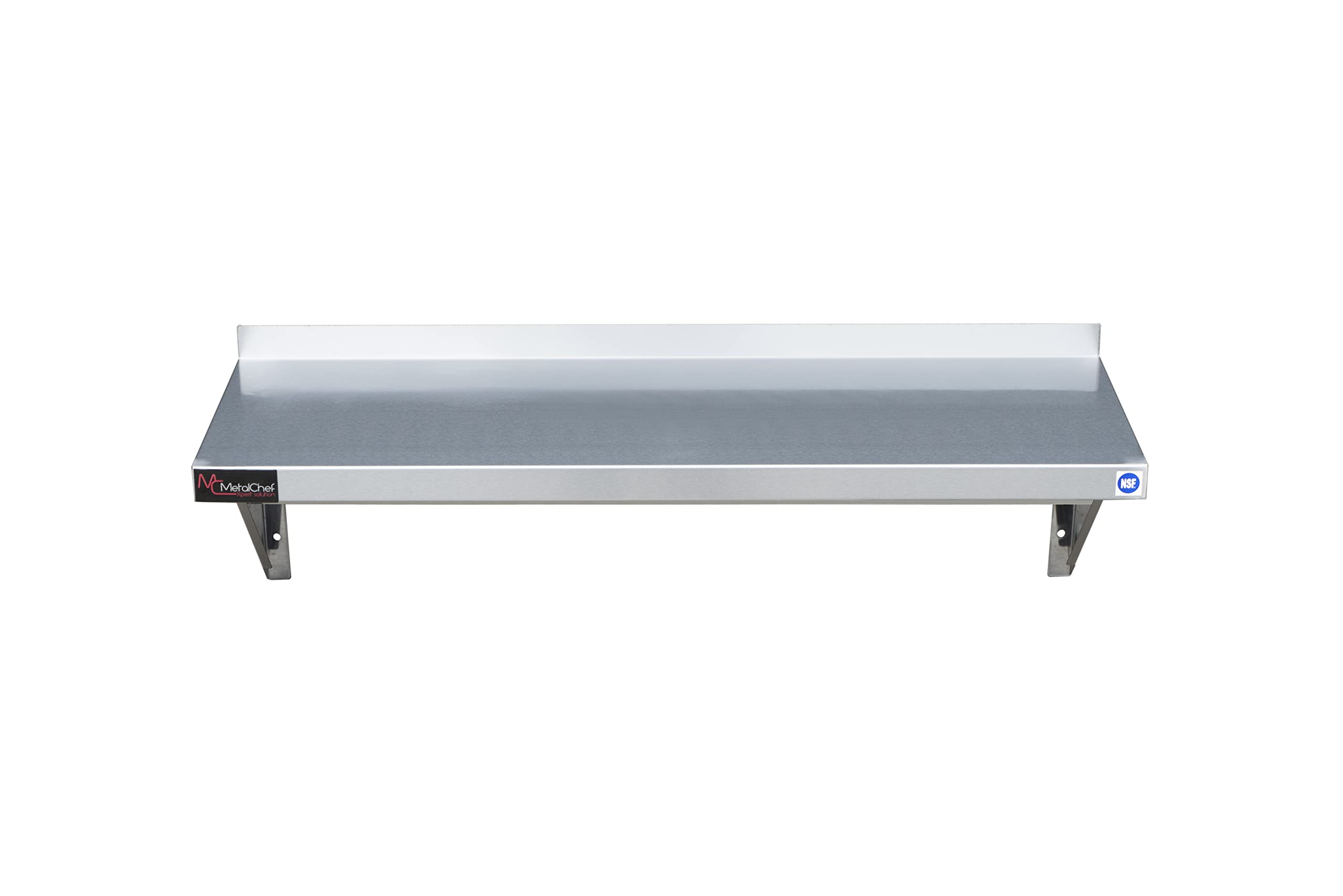 METALCHEF, Stainless Steel Wall Shelf with backsplash 12β D x 48β W| Metal Shelf for Kitchen, Restaurant, Garage and Laundry Room, Wall Mount NSF 18 GA
