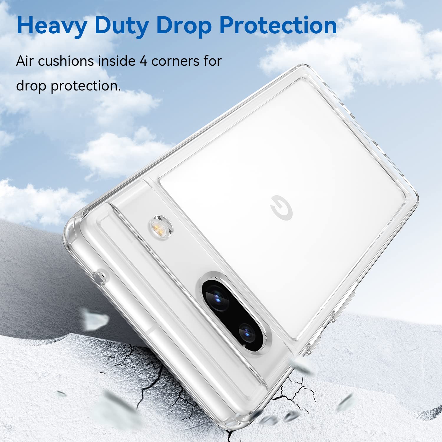 Guarishel for Google Pixel 7a Case: with [Tempered Glass Screen Protector][Built-in 4 Airbags][Not-Yellowing] Military-Grade Shockproof Protective Phone case for Google Pixel 7a, Crystal Clear