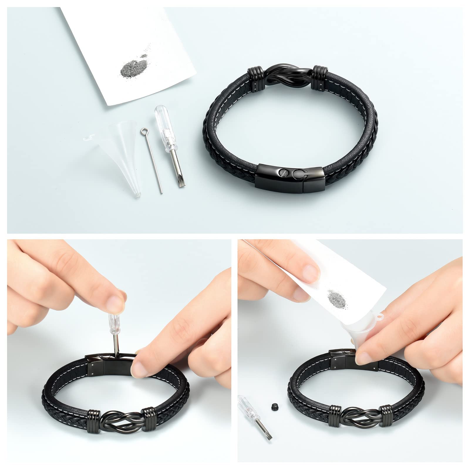 Hearbeingt Cremation Jewelry Urn Bracelet for Ashes Genuine Leather Cremation Bracelet Keepsake Urn Bangle for Ashes for Men for Women