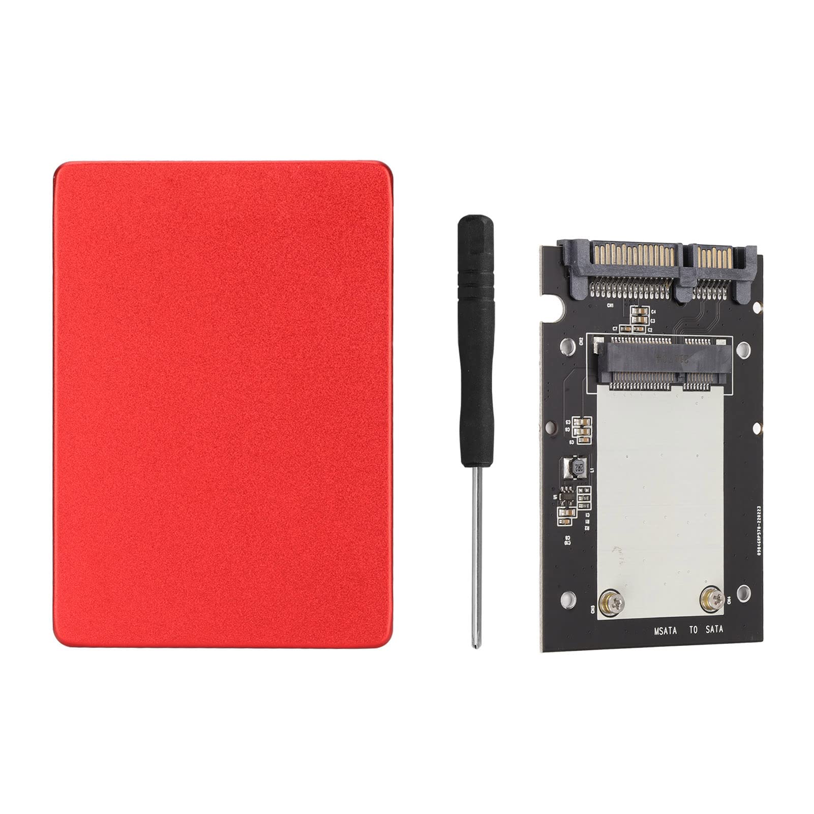 MSATA to SATA3.0 Hard Drive Adapter Card, Aluminum SSD Adapter Enclosure High Heat Dissipation for Home for Desktop Computer Red