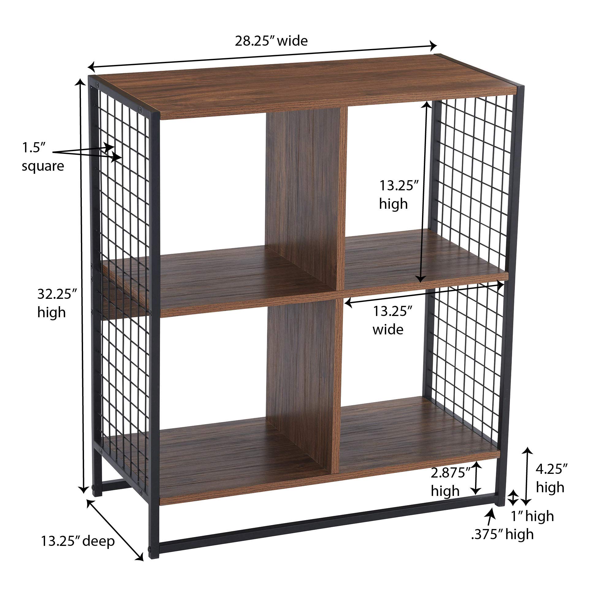 Household Essentials Cube Book Shelf with Metal Mesh Wire Sides
