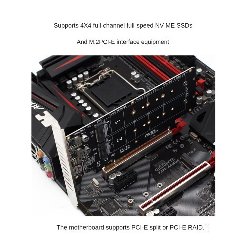 PCIE 4.0 -Disk PCIeX16 to M.2 M-Key NVME SSD Expansion Card,Supports 4 NVMe M.2 M Key 2280 SSD