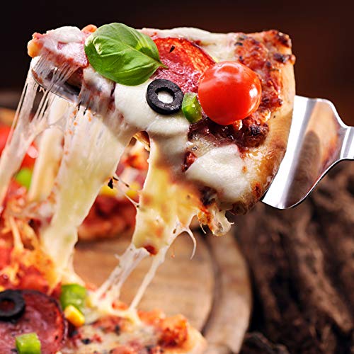 KUFUNG Pizza Sever, Stainless Steel Pizza Pastry Server, Pizza Cutter Shovel with Non Slip Handle for Pizza, Pies, Waffles and Dough Cookies, Easy to Use and Clean (2.4x5 inch(Triangle), Black)