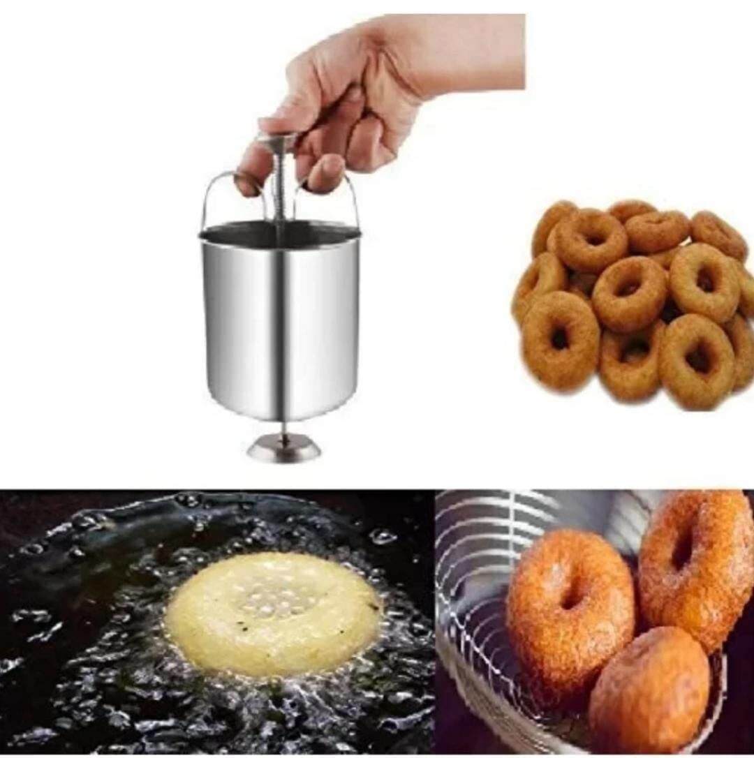 Maruti Enterprises 304 Grade Stainless Steel Medu Vada Maker | Medu Wada Maker | Donut Maker Dispenser | Stainless Steel Tool Kitchen Pastry Making | Bake Ware | South Indian Utensils β Pack of 1