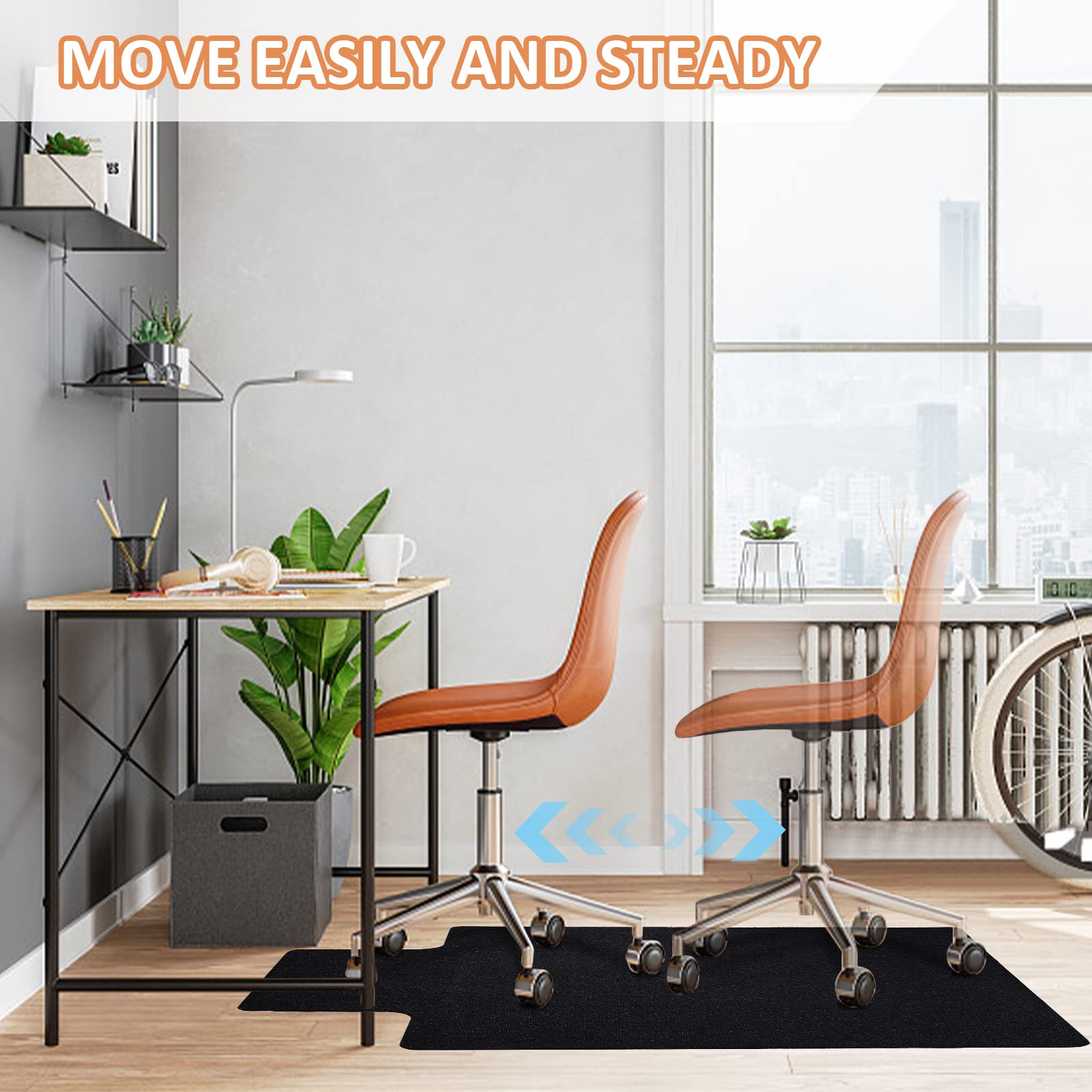 HomeMall Hardwood and Tile Floor Office Chair Mat, 48"x36" Computer Gaming Rolling Chair Mat, Non-Slip Low-Pile Floor Protector, Under Desk Rug for Rolling Chair, Black