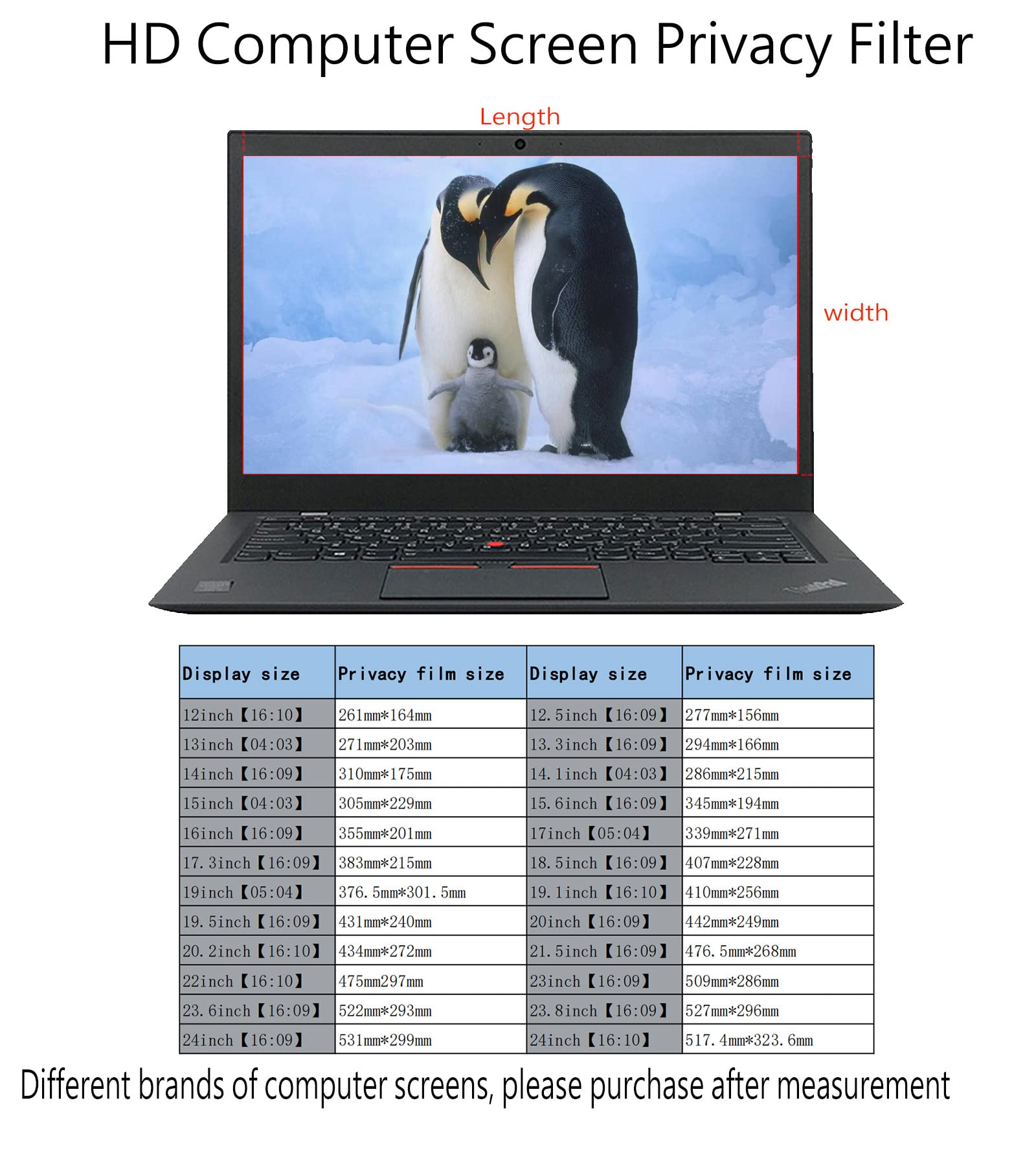 MSF MISAFU Laptop Privacy Screen Invisible Shield 15.6" Anti Blue Light Glare 16:9 Widescreen Computer Monitor Anti-Glare Privacy ProtectorAnti-Glare Nano Louver
