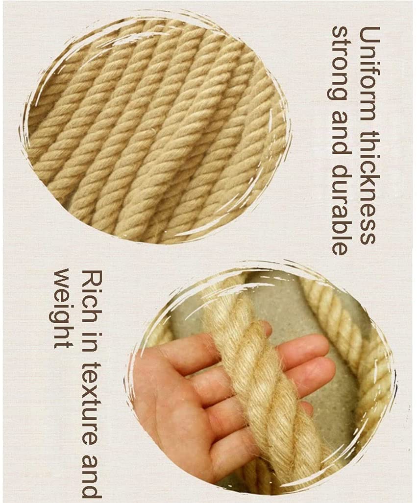OUYOXI Rope Net for Treehouse, Plants Fence Hemp Rope Netting Children Swing Climbing Safety Net Balcony Railing Protective Net Playground Hammock Cargo Net,4mm / 10cm,Various Sizes (Size