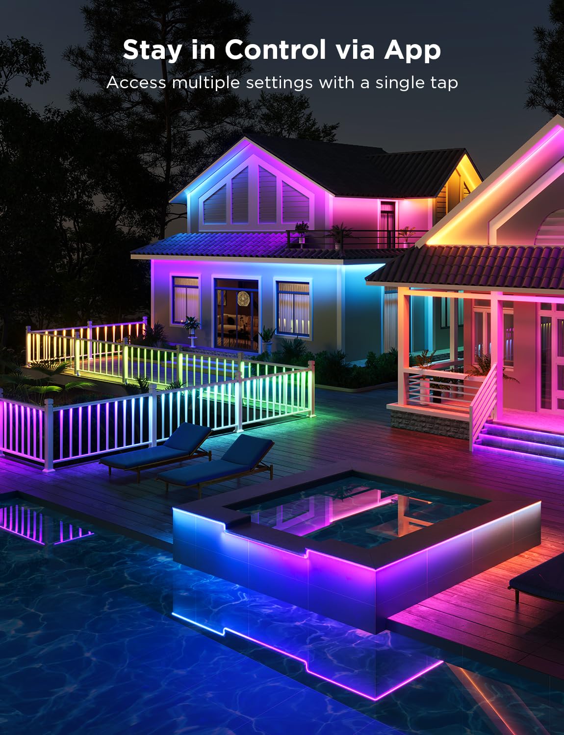 Govee RGBIC Pro Outdoor Strip Lights with Warm and Cold White, 32.8ft WiFi Outdoor LED Eave Lights Waterproof, Outdoor Lights Work with Alexa, App Control for Eave, Stairs, Porch