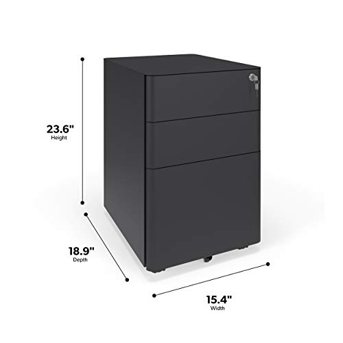 HON Basyx Commercial-Grade Modern Mobile Steel Pedestal, Filing Cabinet, Standard, Charcoal