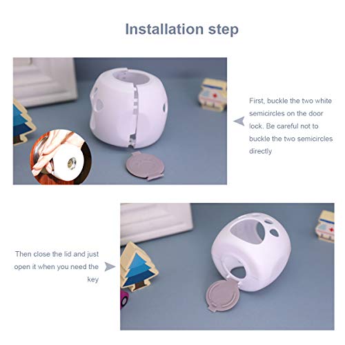 Jakuva 10 Pack Door Knob Safety Cover for Kids,Child Proof Door Knob Locks of Lockable Design, Fitting Most Knobs for Children Safety(White)