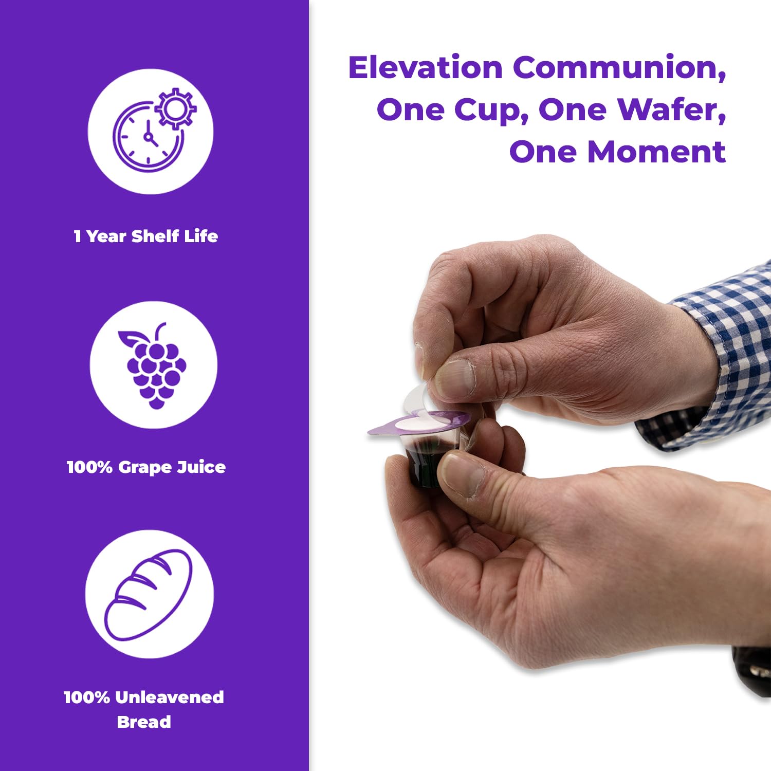 Kingdom Prefilled Communion Cup with Wafers(250ct red juice) Sealed in a Single-Serving Container with One-Year Shelf Life, Perfect for Holy Eucharist Celebration in Hospitals, Summer Camps, and More!