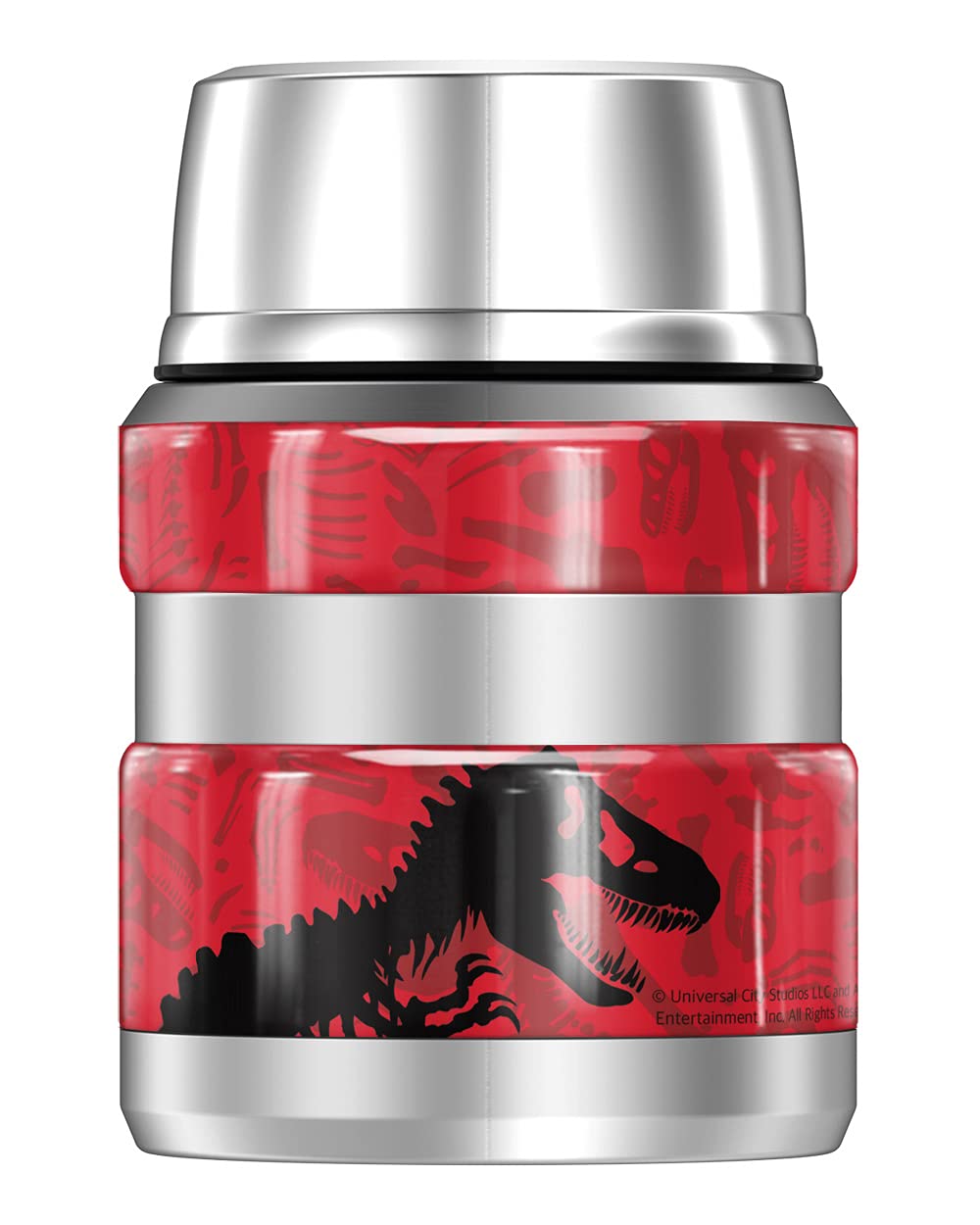 Jurassic Park Red T-Rex Pattern Logo THERMOS STAINLESS KING Stainless Steel Food Jar with Folding Spoon, Vacuum insulated & Double Wall, 16oz
