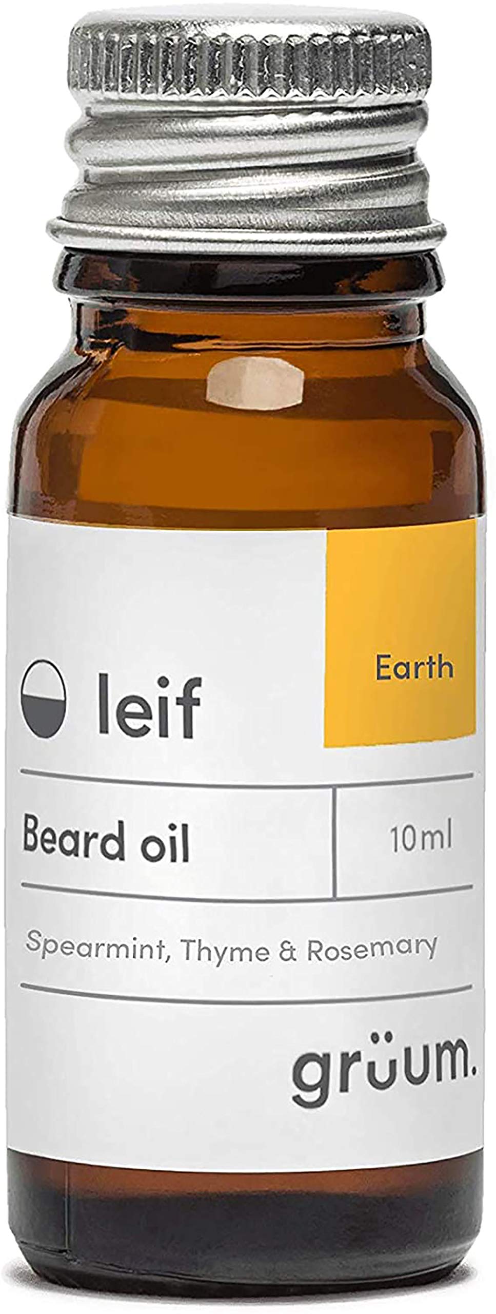 Grüum Leif 100% Natural Beard Oil, Earth Scent Of Thyme & Spearmint, Keeps Moisture In Your Beard 100% Natural, 10ml