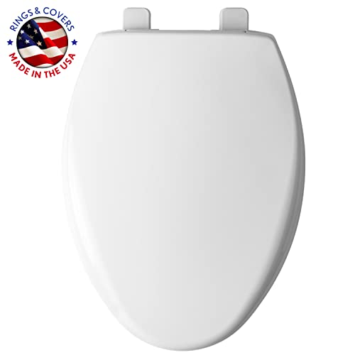 MAYFAIR 18100SL 000 Collins Slow Close Plastic Toilet Seat that will Never Loosen, with Super Grip Bumpers, ELONGATED, Long Lasting Solid Plastic, White