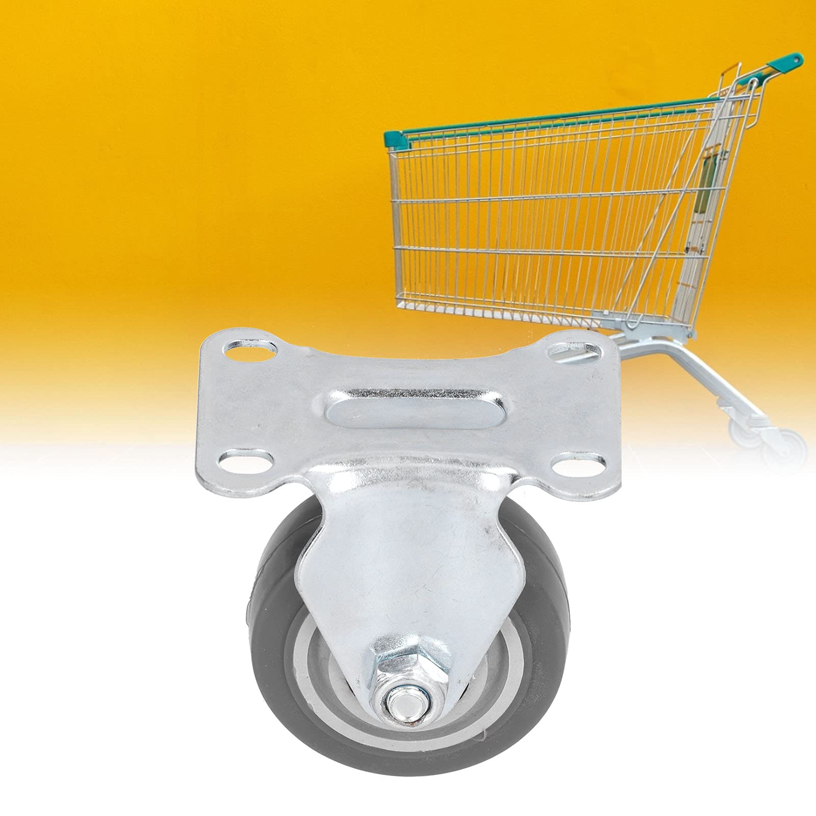 Heavy Duty Caster with Low Noise Rubber Ideal Replacement Accessory with Plate for Carts and Trolleys in Commercial or Industrial Settings