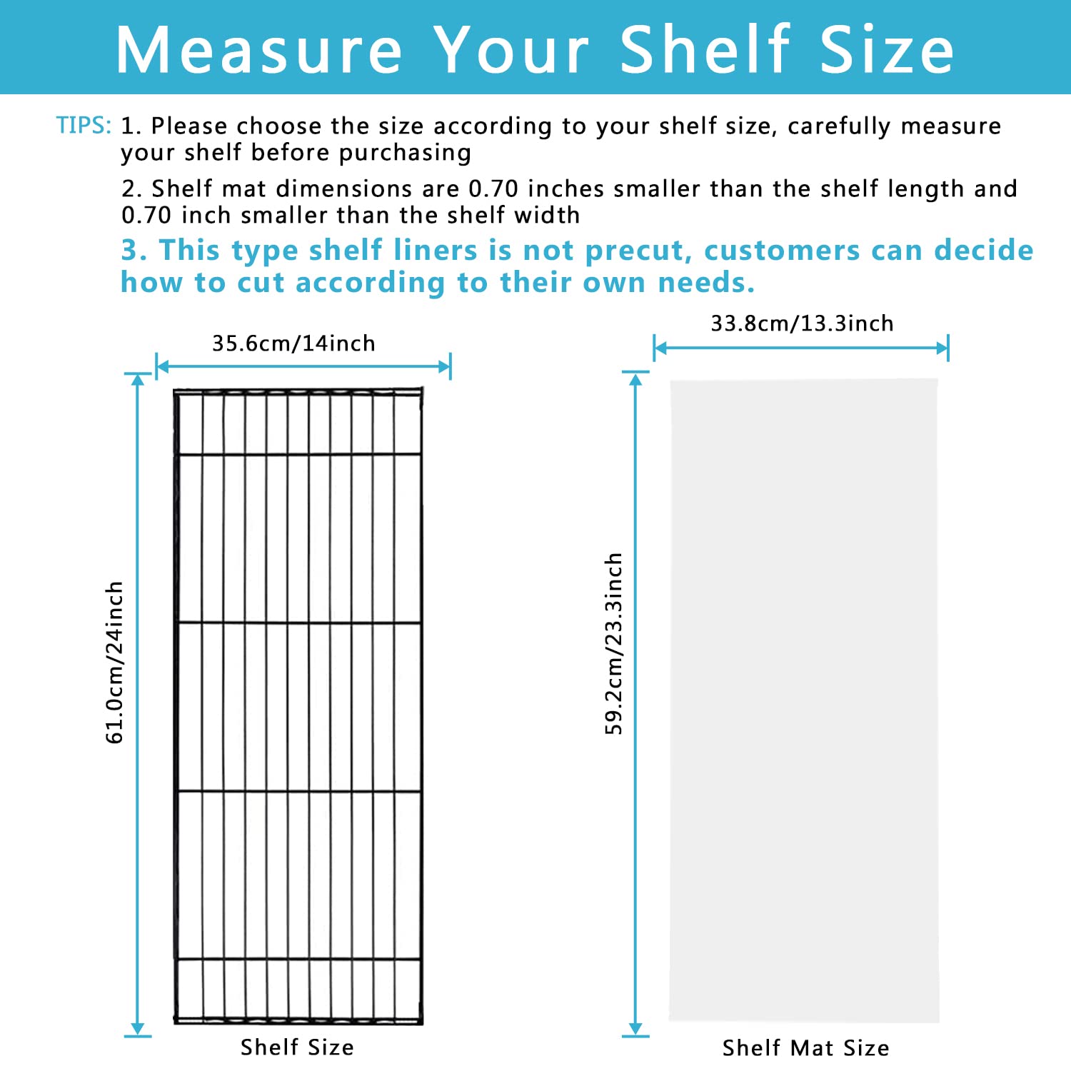 HooTown 5 Sheets Wire Shelf Liners Fit Wire Shelving Size 24 Inch x 14 Inch, Clear Frosted Hard Plastic Protector Mats for Metal Stainless Steel Garage, Cabinets, Kitchen Shelves, Shoe Rack