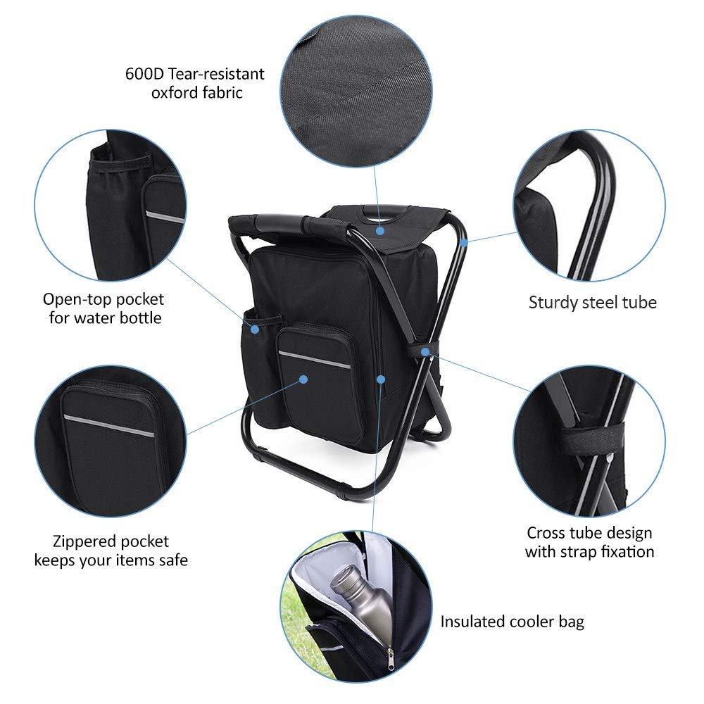 MengK Outdoor Folding Stool Portable Backpack Chair Stool