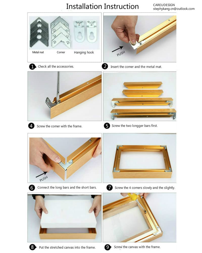 GVS-ART DIY Metal Floating Frame for 24X36 Canvas Painting Art,1 1/4"(3.2cm) Depth, Floater Frame,Mental Frame Kit, Cut to Pieces,Not Include Canvas or Mat.Black Frame