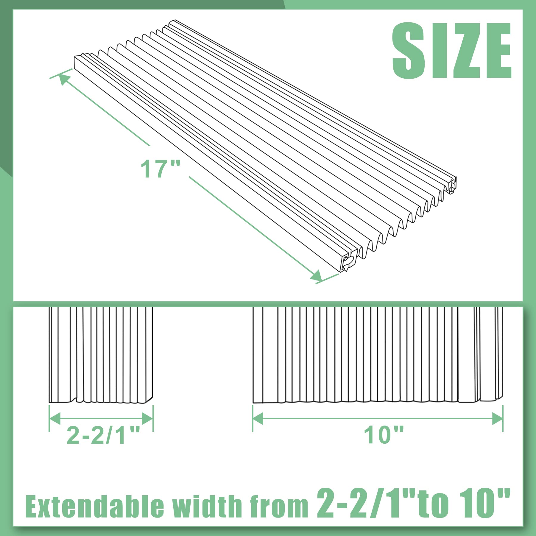 Memrita Window Air Conditioner Side Panels Kit, Adjustable Air Conditioner Replacement Screen, Window AC Side Panels Fits Up to 17 x 10 inch, White