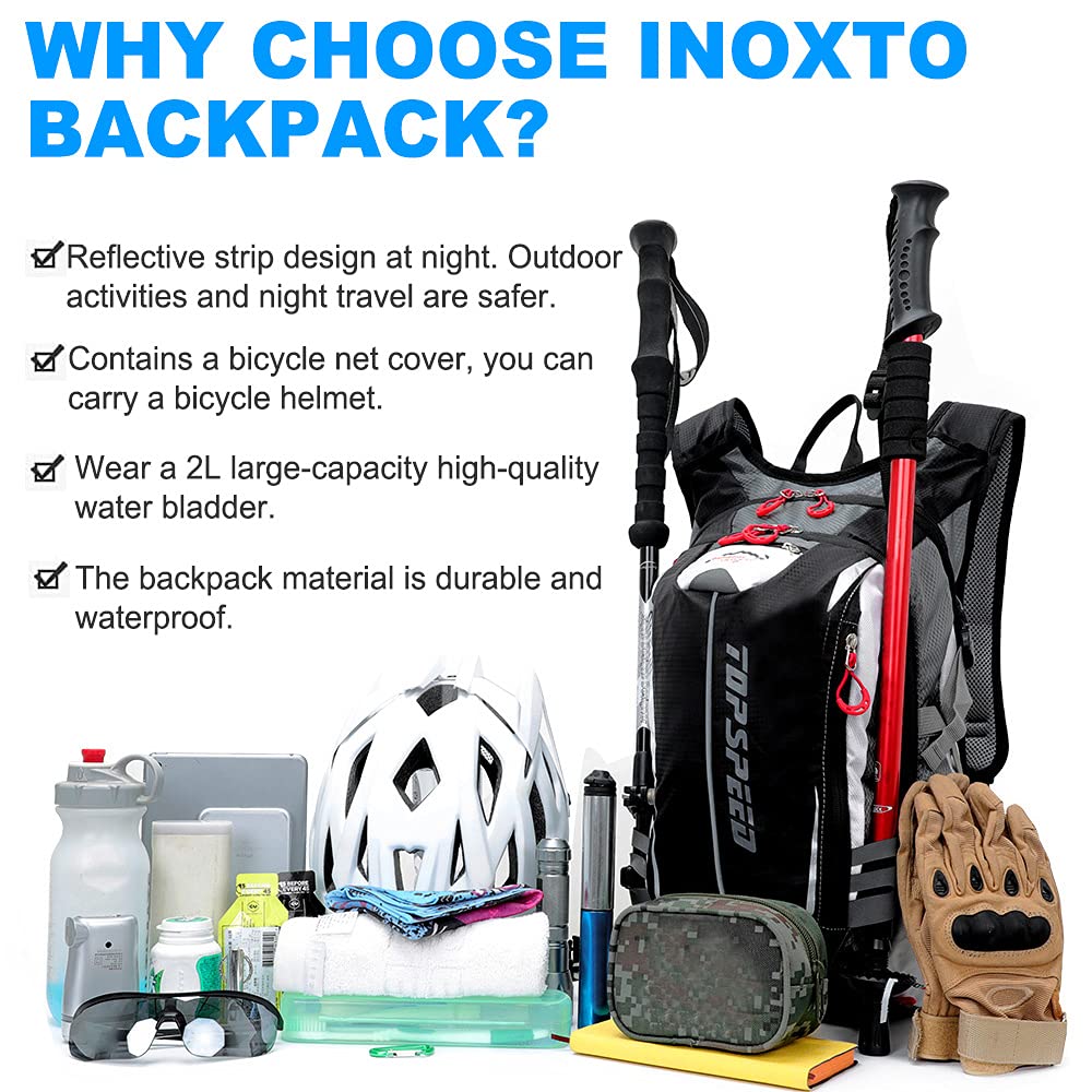 INOXTO Hydration Pack Backpack,18L Hydration Pack Lightweight Water Backpack with 2L Water Bladder Bag Daypack for Hiking Running Cycling Camping Hunting for Women Men Kids (Orange)