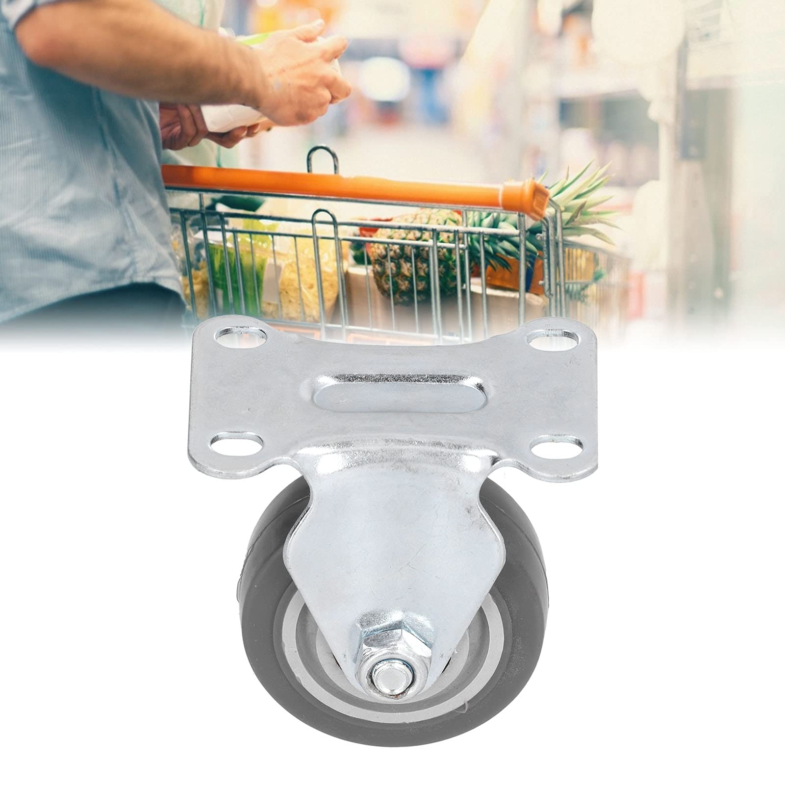 Heavy Duty Caster with Low Noise Rubber Ideal Replacement Accessory with Plate for Carts and Trolleys in Commercial or Industrial Settings