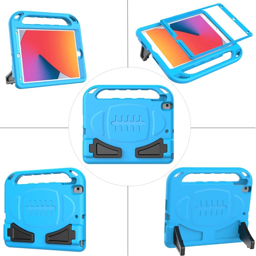 MENZO Kids Case for iPad 9th Generation, iPad 8th/7th Generation Case for Kids, iPad 10.2 Case, with Built-in Screen Protector, Shockproof Handle Stand Case for New iPad 10.2 inch 2021/2020/2019, Blue