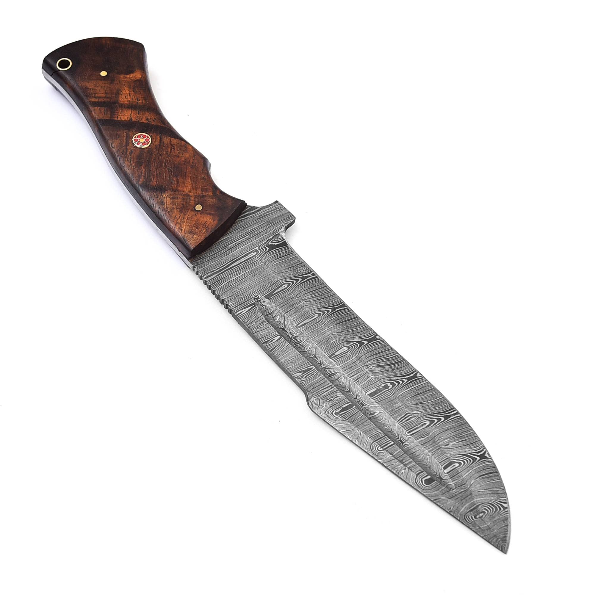 Knife Stack Handmade Damascus Knife for Hunting & Camping | 11 Inches Fixed Blade with Rose Wood Handle Knife with Sheath for Survival & Hunting