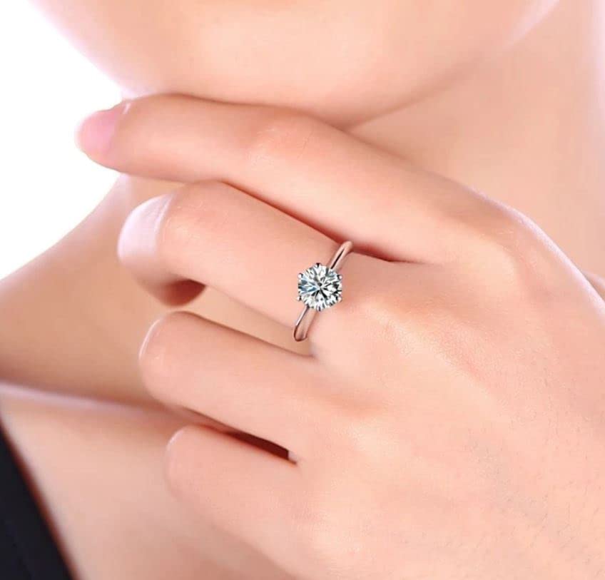 JIHANNA Round Cut Cubic Zirconia White Gold Plated Womens Engagement Wedding Ring 1ct 2ct Sizes 4-13 (2 Carat - Round, 6)