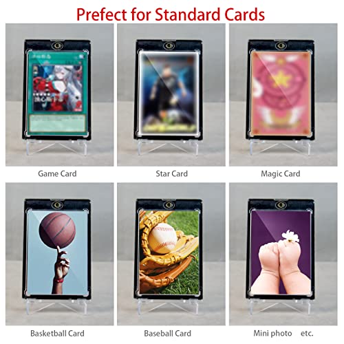 Kcgani 20pcs Black Magnetic Card Holders 35pt with 20 Stands, Hard Thick Plastic Card Protector, HD One Touch Card Sleeves Case for Standard Cards Trading and Display (40)