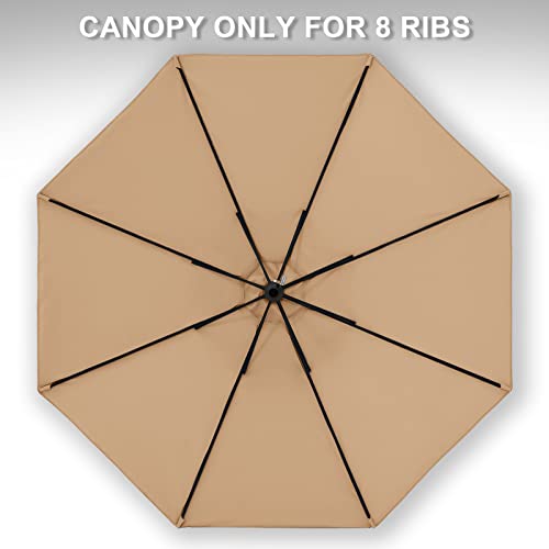MASTERCANOPY Patio Umbrella 10 ft Replacement Canopy for 8 Ribs-Beige