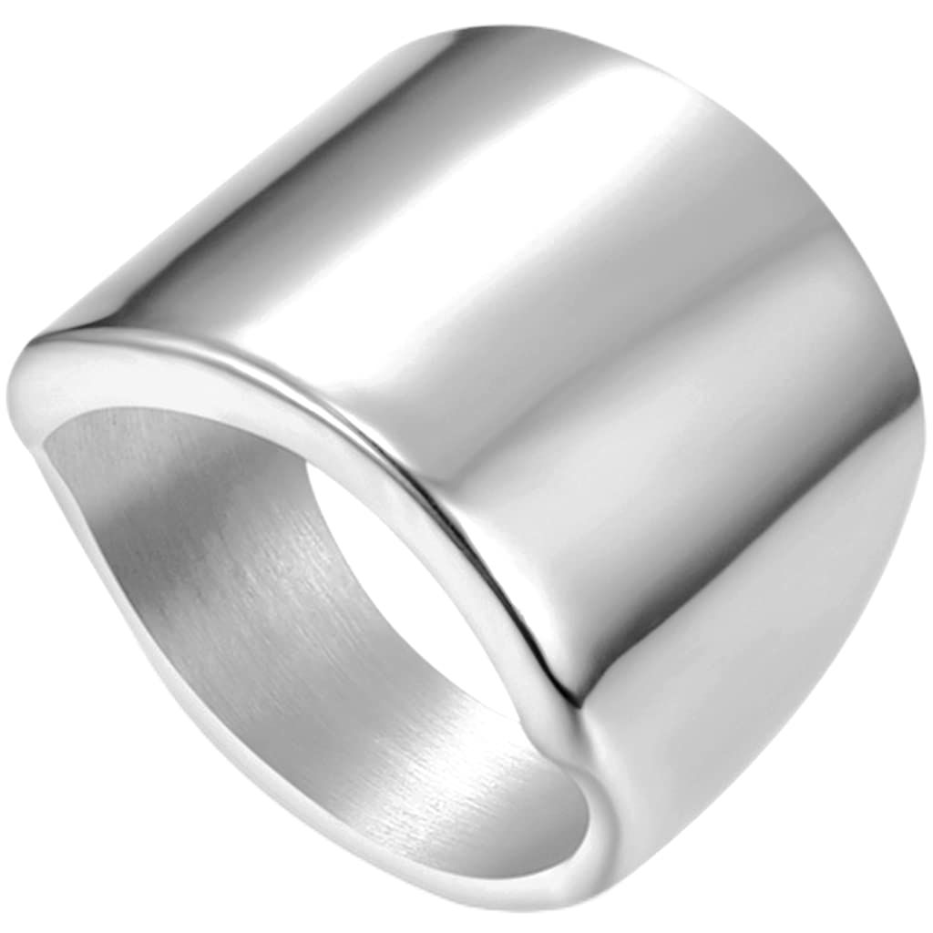 Jude Jewelers 16mm Stainless Steel Chunky Wedding Band Statement Promise Party Biker Ring (Silver, 9)