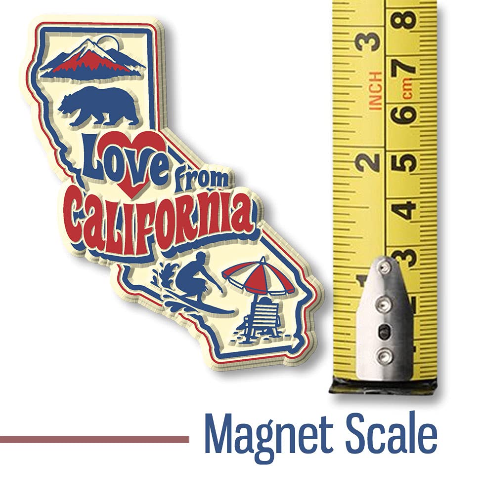Love from California Vintage State Magnet by Classic Magnets, Collectible Souvenirs Made in The USA, 2.6" x 3"