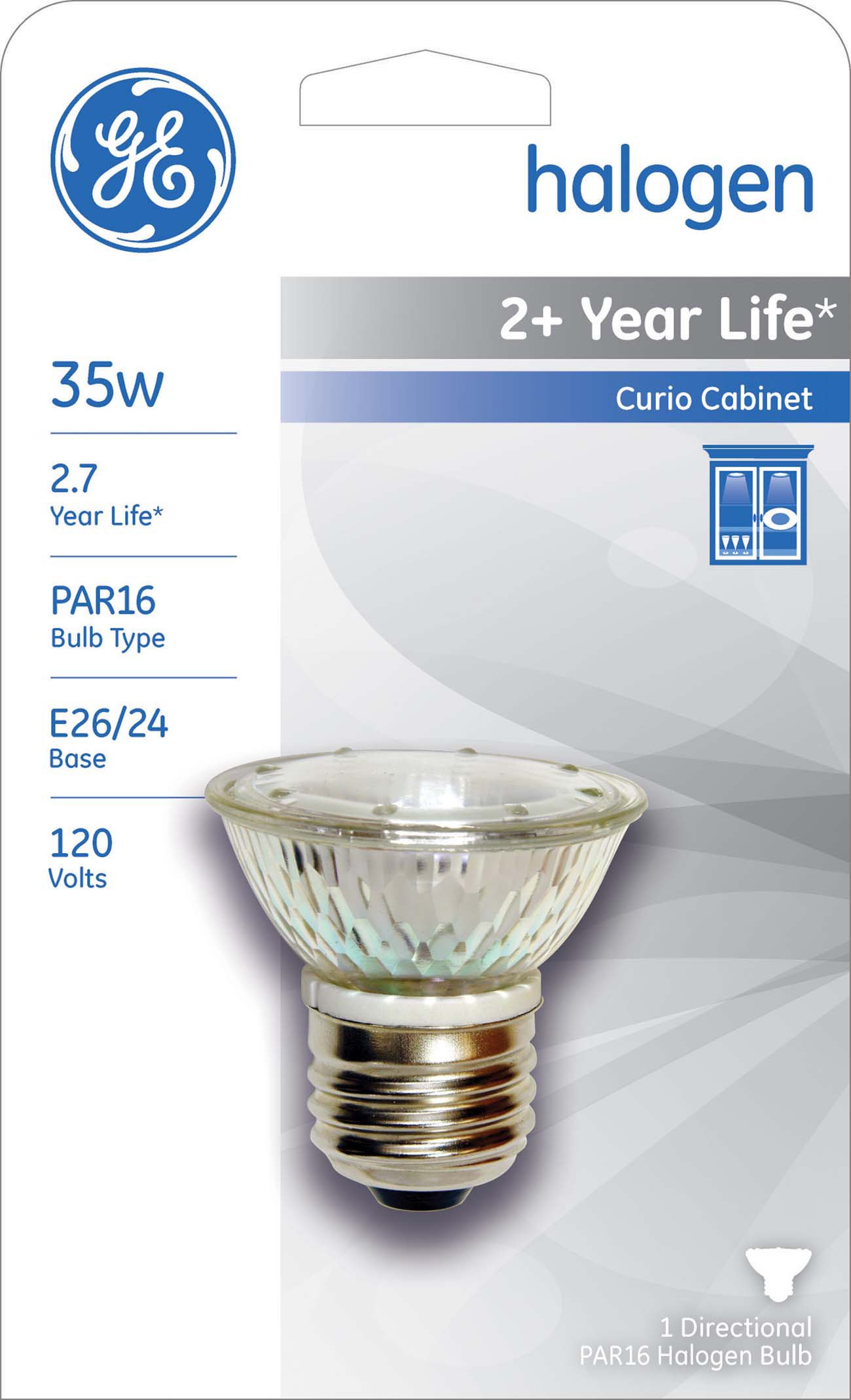 GE 20641 35-Watt Halogen Curio Lamp MR16, 1-Pack