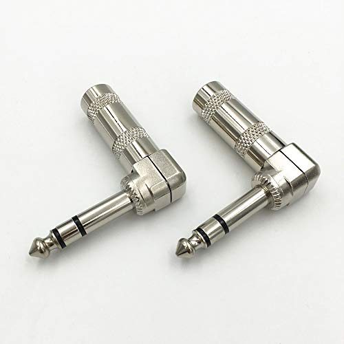 HUASEN Stereo Plug 1/4" Audio Plugs 6.35mm Plug TRS Male 1/4 inch Solder Type Stereo Plug Right Angle Design Connector for DJ Mixer Cables Guitar Cables Phono Patch Cable Microphone Cables(4pack)