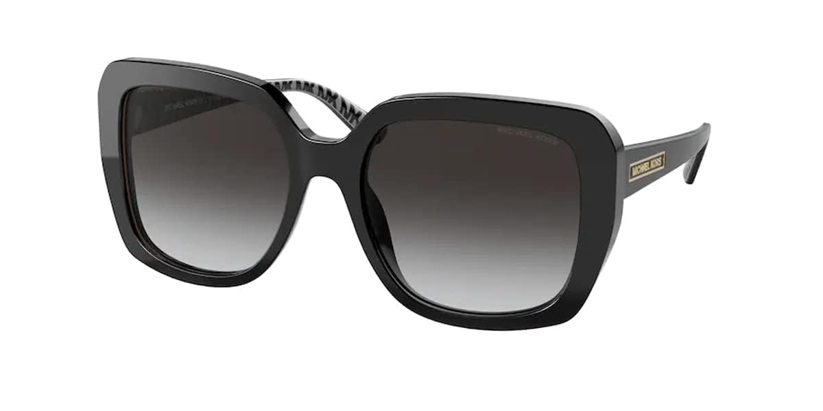 Manhasset MK2140 37778G Black/White Mk Logo Print/Dark Grey Gradient 55MM Square Sunglasses for Women + BUNDLE With Designer iWear Kit