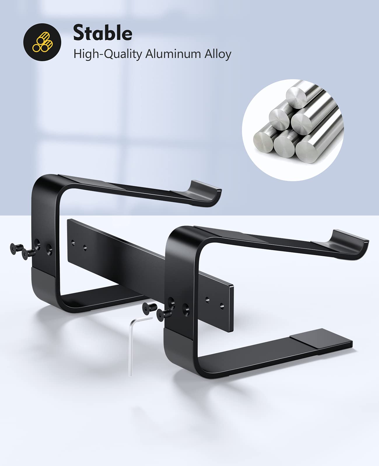 Laptop Stand for Desk, So-qool Series Computer Stand Aluminum MacBook Stand, Ergonomic Laptop Holder Compatible with MacBook Air Pro, Dell, HP, Lenovo10-17 Laptops, Work from Home Laptop Riser Black