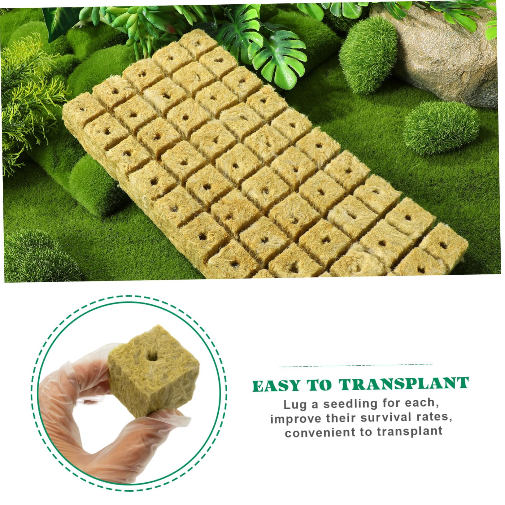 Happyyami 500 Pcs Gardenrock Woolasbestos Clone Plants Plugs Plant Fertilizer Plugs Germination Starter Grow Cubes Plugs Hydroponic Tower Plant Growing Plugs Practical Miniature