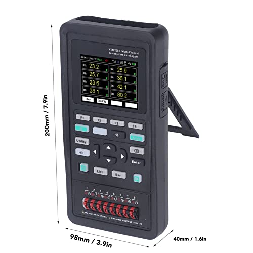 Multi Channel Temperature Detector, High Accuracy TFT HD Display U Disk Storage Function Temperature Data Recorder for Electronics Testing(US Plug)