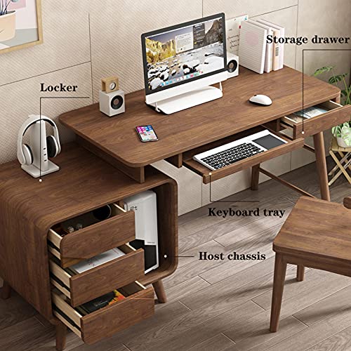 GYQYYGZ PC Desk Stable Wooden Desktop PC Desk with Lockers, Drawers and Keyboard Tray Modern Home Working Study Table Scalable Study Room Workstation Writing Desk