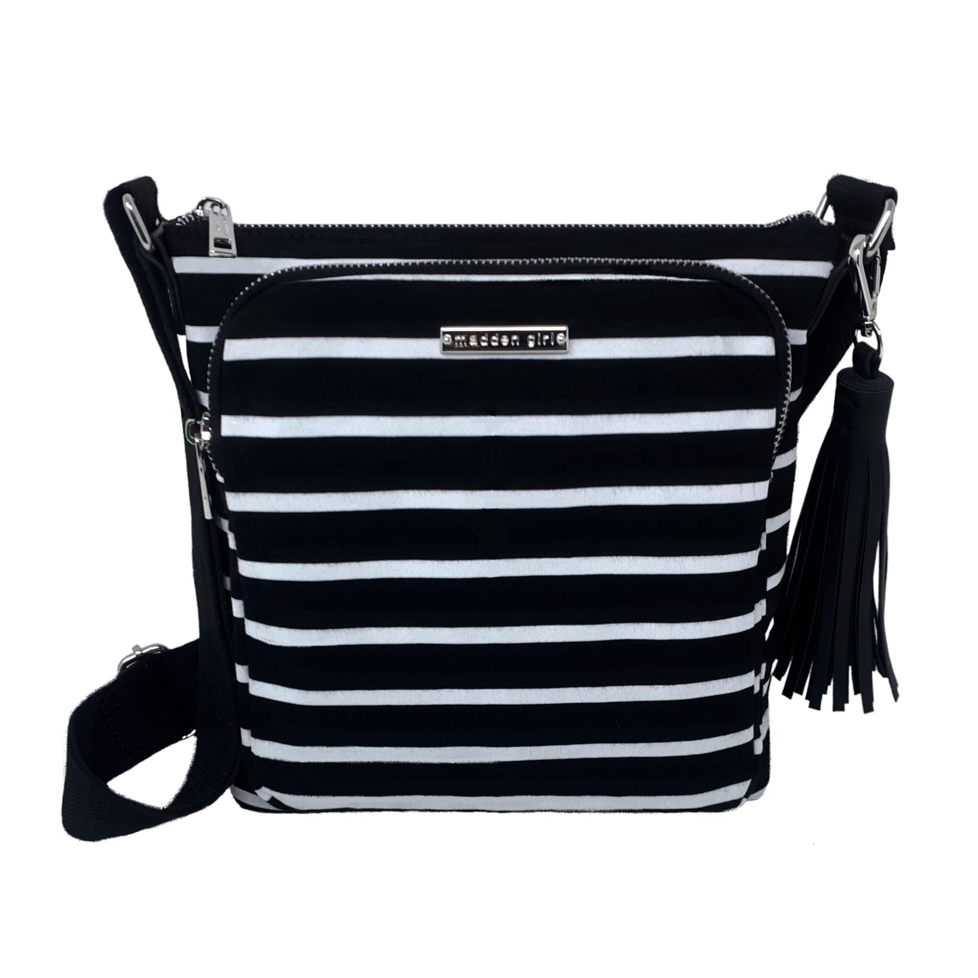 madden girl Striped Crossbody Bag (BLK/WHT)