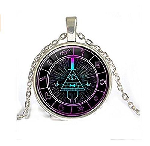 Gravity Falls Bill Cipher Wheel Scrabble Pendant,Unique Hand Designed Gravity Falls"Psychadelic" Bill Cipher Inspired Pendant Necklace Jewelry Gift/Gifts for Men & Women