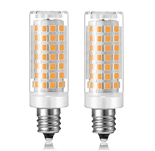 Home High Power lamp E11 T4 Mini-Candelabra Light Bulb 6W 50W to 60W Halogen Replacement (2 Pack) 90SMD2835 Corn JDE11 120V for Chandeliers, Sconce, Cabinet Lighting (Warm White)