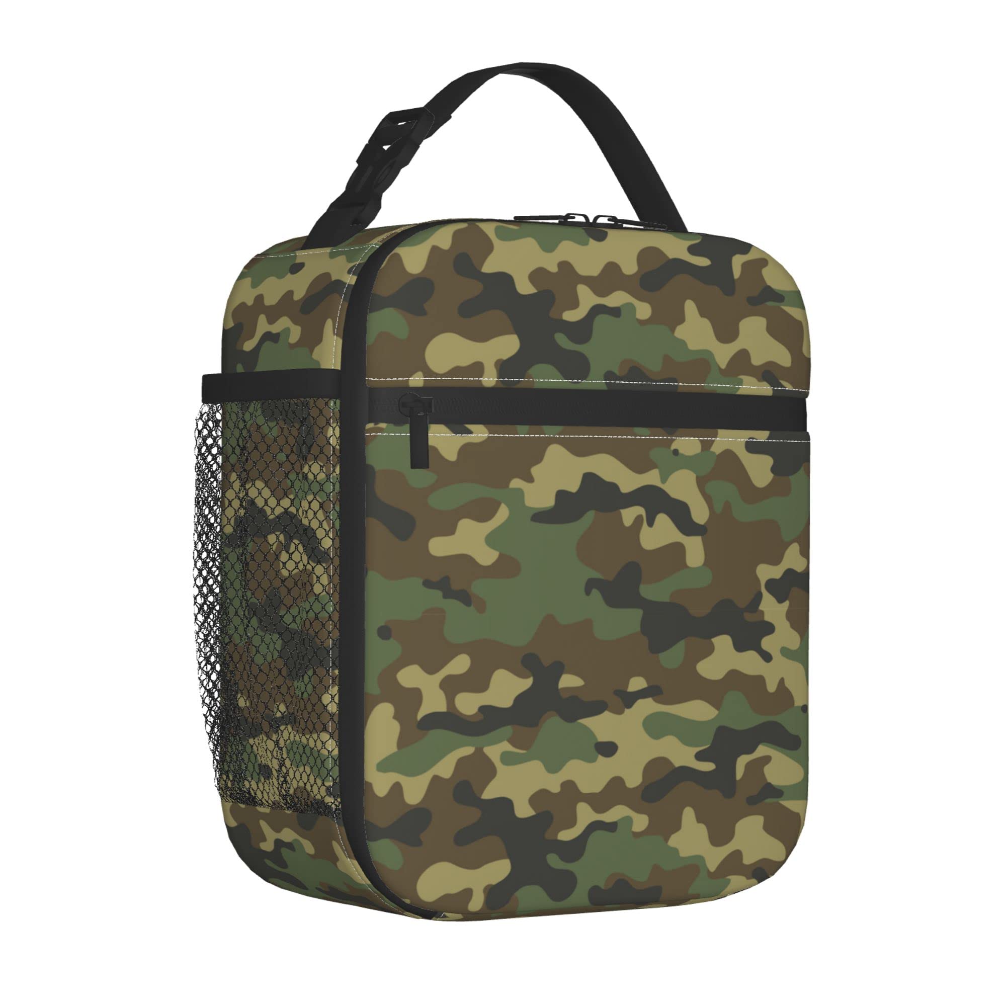 Green Camo Lunch Bags For Men Women Boys Girls Reusable Tote Lunch Bags For Office Work School Picnic Camping Thermal Insulation And Cold Preservation