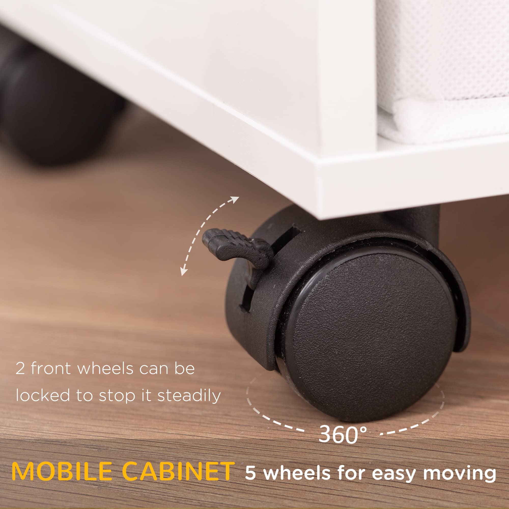 HOMCOM Simple 3 Cube Storage with Wheels, Hidden Pull-Out Toy Bin Kids Cube Storage Unit, Rolling Cubby Storage for Kids Room, Small Toy Storage Organizer Shelves, White